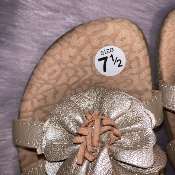 boc | Shoes | Boc Gold Tone Leather Sandals Wflower Detail | Poshmark
